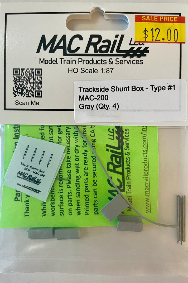 MAC RAIL TRACKSIDE SHUNT BOX TYPE 1 - GRAY (4 PACK) MAC200 – Makin' Tracks