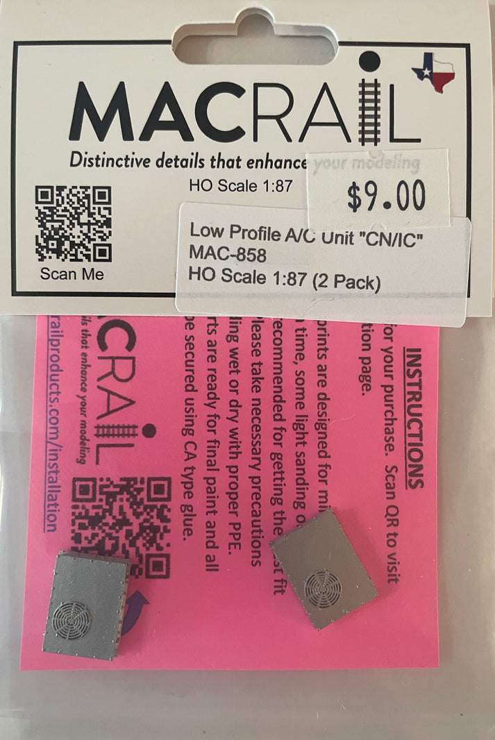 MAC RAIL MAC-858 LOW PROFILE A/C UNIT CN/IC (2PACK) – Makin' Tracks