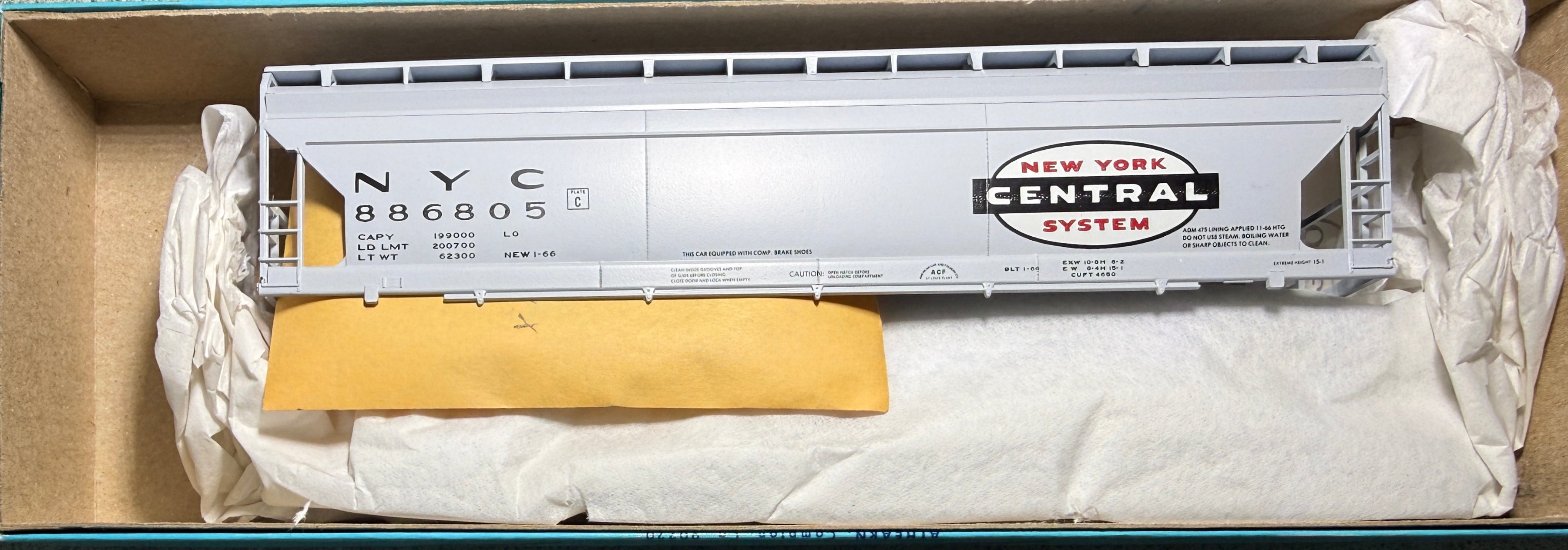ATHEARN BLUE BOX (BEV_BEL CUSTOM) ACF COVERED HOPPER KIT - NEW YORK CE ...